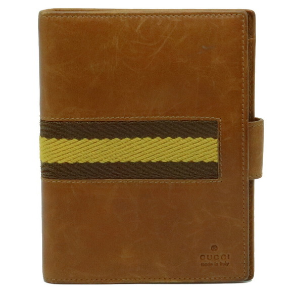 Gucci | Bags | Gucci Webbing Line Leather Notebook Cover Camel Brown ...